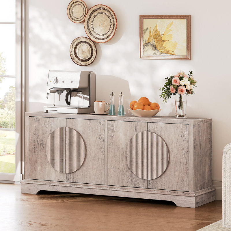 Ebern Designs Sideboard Buffet Cabinet with Push-to-Open Doors, Storage Cabinet with Adjustable ...